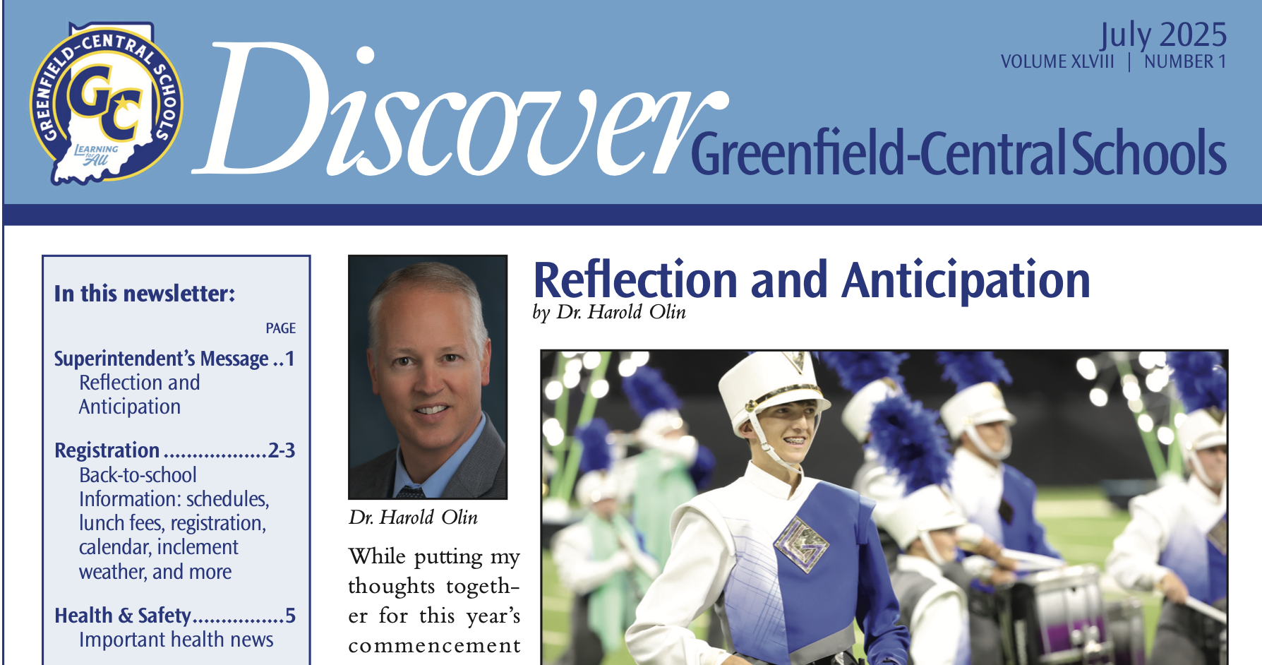 Discover Greenfield-Central Schools Newsletter - Greenfield-Central Community School Corporation